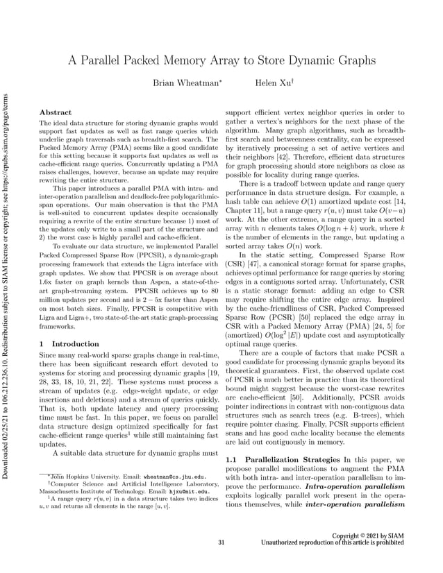 A Parallel Packed Memory Array to Store Dynamic Graphs | PDF
