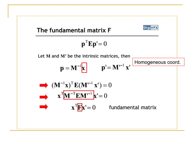 Fundamental matrix | PPT | Cameras and Camcorders | Consumer Electronics
