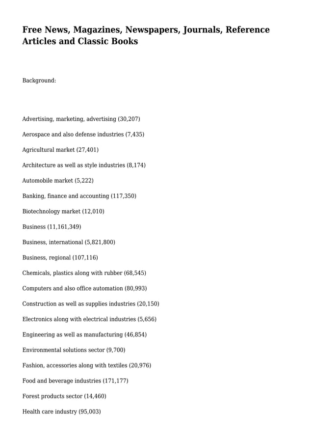 Free News, Magazines, Newspapers, Journals, Reference Articles and ...