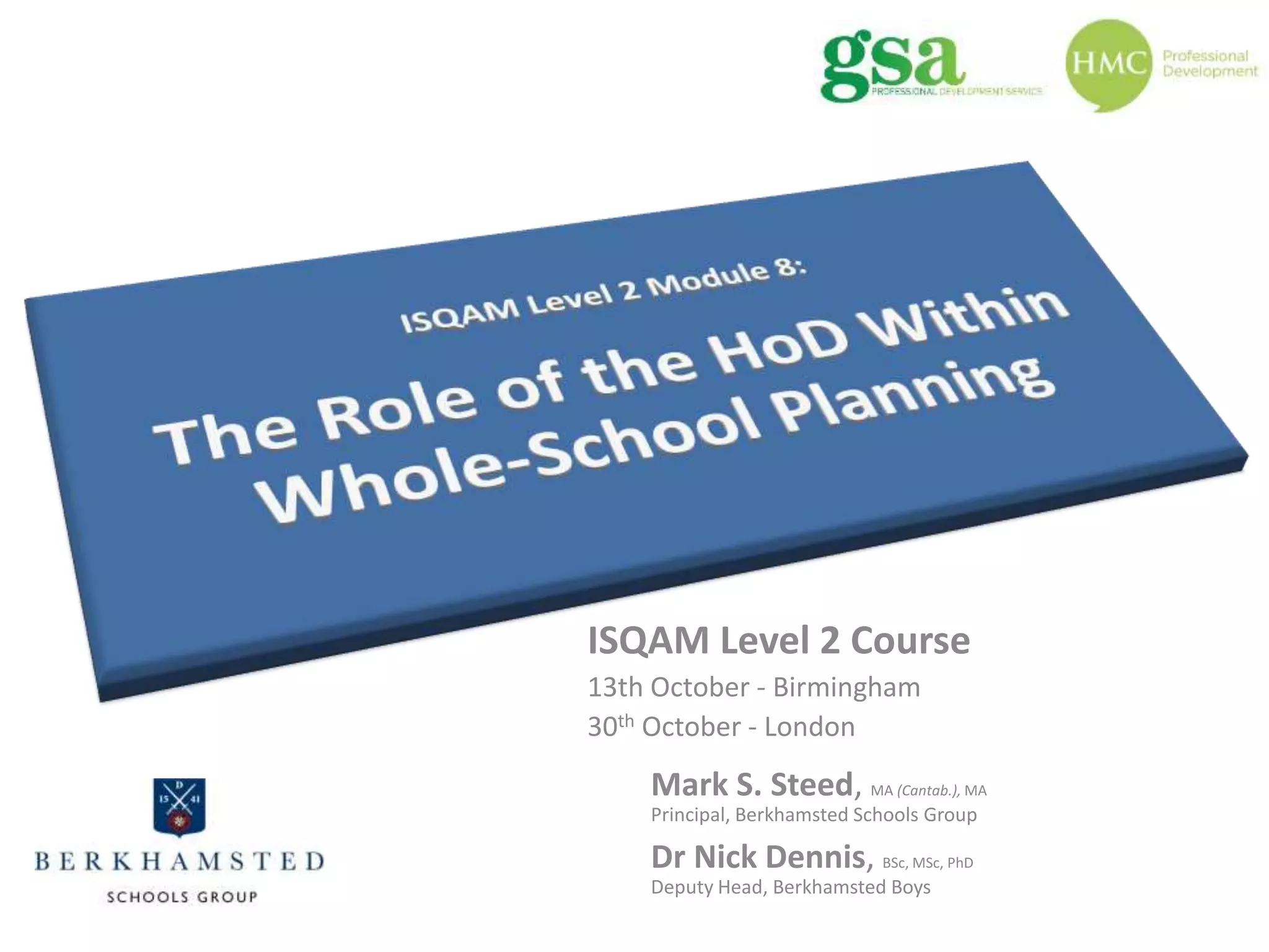 The Role of HoDs in Whole-School Planning | PPTX