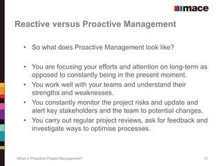 What is proactive project management? | PDF