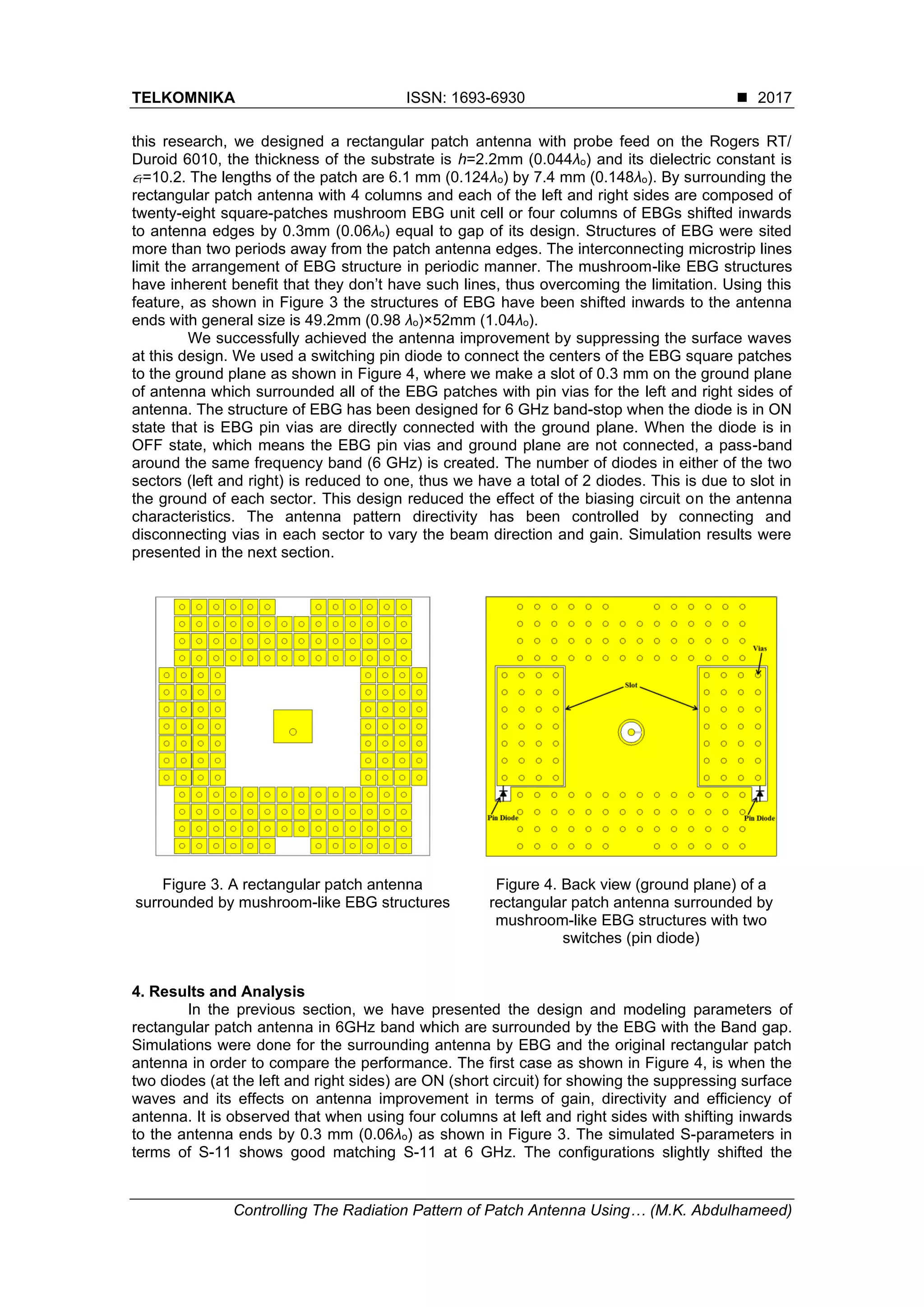 Controlling the Radiation Pattern of Patch Antenna Using Switchable EBG ...