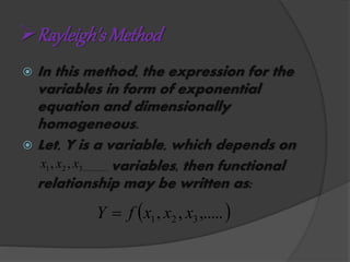 REYLEIGH’S METHOD,BUCKINGHAM π-THEOREM | PPTX