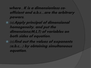 REYLEIGH’S METHOD,BUCKINGHAM π-THEOREM | PPTX
