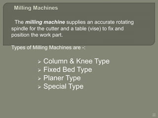 Classification of milling machine | PPTX