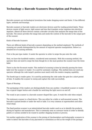 Technology :: Barcode Scanners Description and Products | PDF