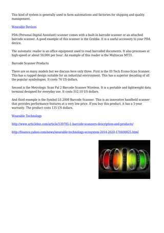 Technology :: Barcode Scanners Description and Products | PDF