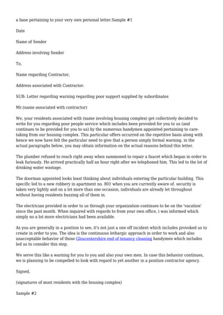 Sample Warning Letter to Contractor | PDF