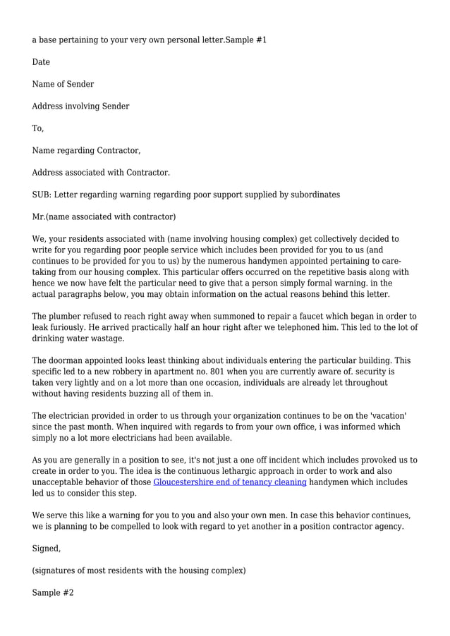 Sample Warning Letter to Contractor | PDF | Phone Services | Home Utilities