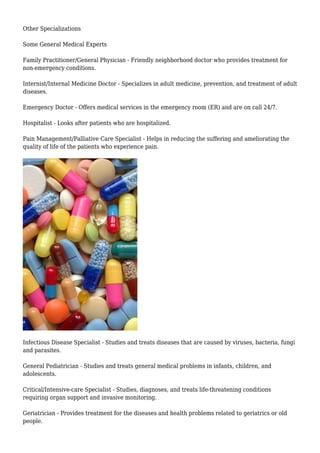 Types of Doctors and What They Do | PDF