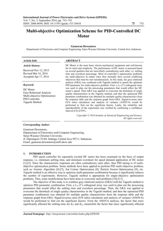 Multi-objective Optimization Scheme for PID-Controlled DC Motor | PDF