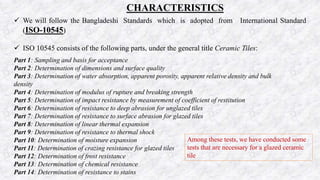 Specifications of a glazed ceramic tile | PPTX