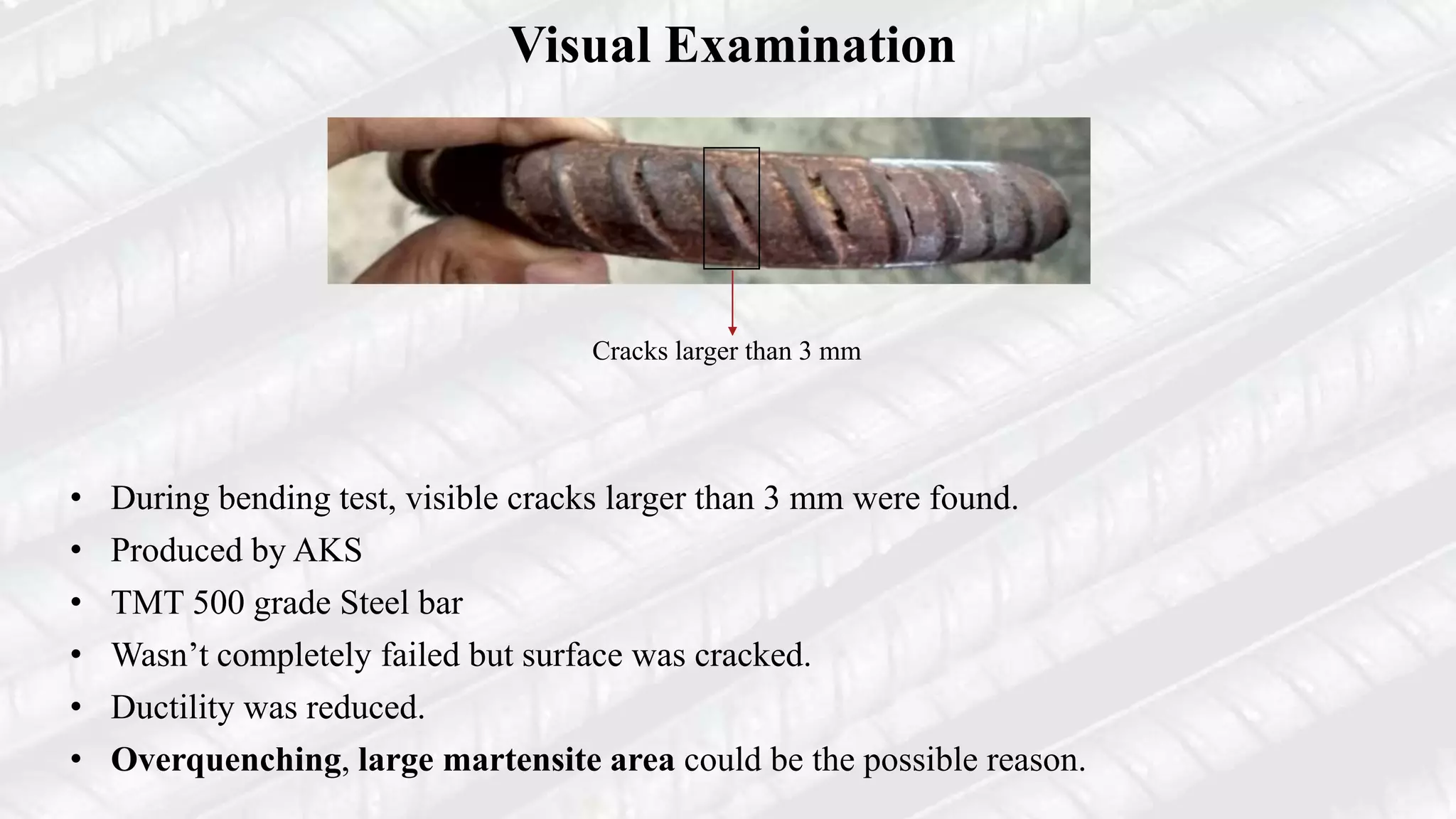 Report on bending failure of a 500 Grade TMT bar | PPTX