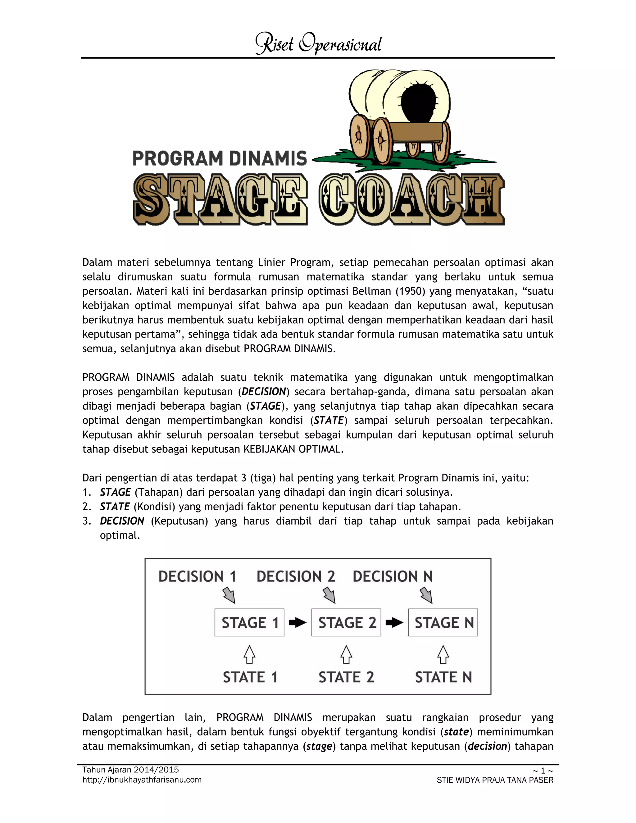 Program Dinamis - Masalah Stagecoach | PDF