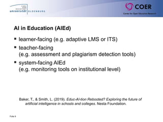 AI in Higher Education – Challenges & Opportunities #edlw2019 | PPT