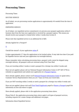 Processing Times | PDF