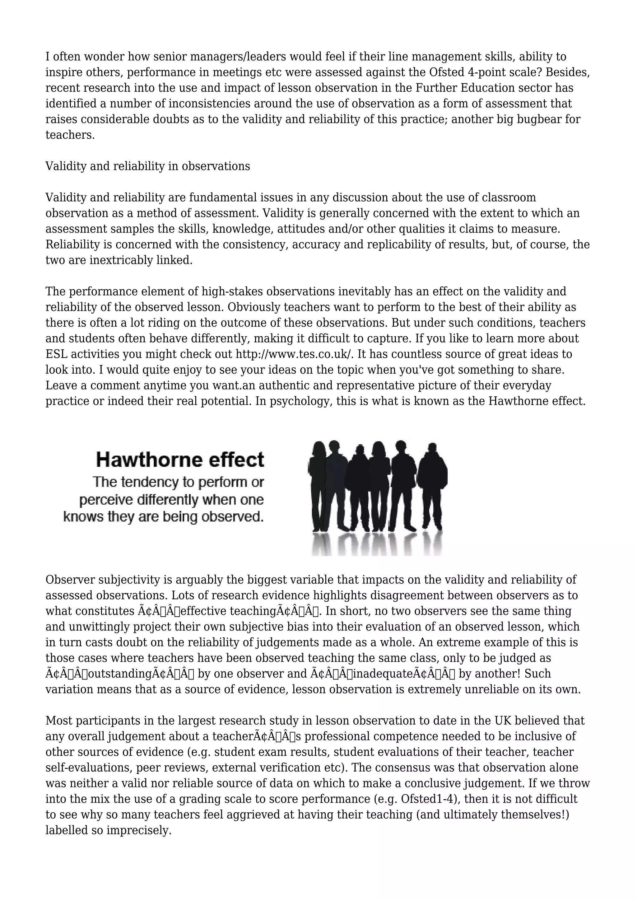 Teachers and Lesson Observations by @DrMattOLeary | PDF