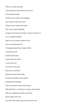 Sad Metal or Rock songs about loving someone you can't have? | PDF