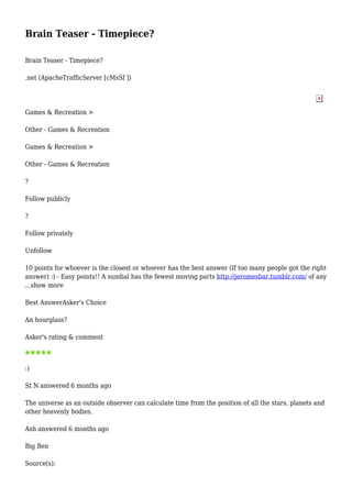 Brain Teaser - Timepiece? | PDF