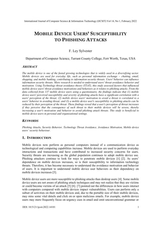 MOBILE DEVICE USERS’ SUSCEPTIBILITY TO PHISHING ATTACKS | PDF