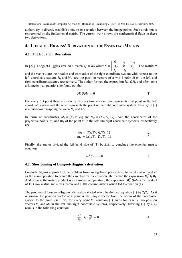 Shortcomings and Flaws in the Mathematical Derivation of the ...