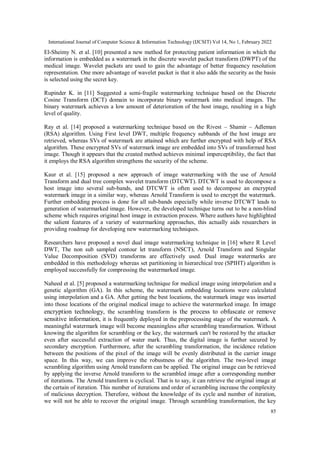 ENCRYPTION BASED WATERMARKING TECHNIQUE FOR SECURITY OF MEDICAL IMAGE | PDF