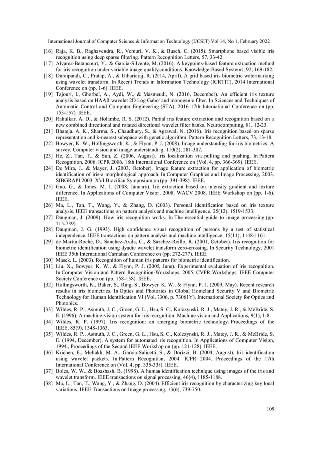 Feature Extraction Methods For Iris Recognition System A Survey Pdf