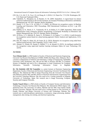 FEATURE EXTRACTION METHODS FOR IRIS RECOGNITION SYSTEM: A SURVEY | PDF