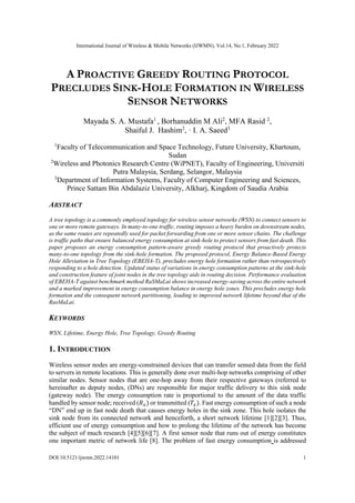 A Proactive Greedy Routing Protocol Precludes Sink-Hole Formation in Wireless Sensor Networks | PDF