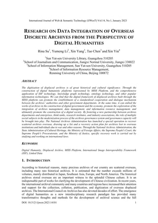 Research on Data Integration of Overseas Discrete Archives From the Perspective of Digital ...
