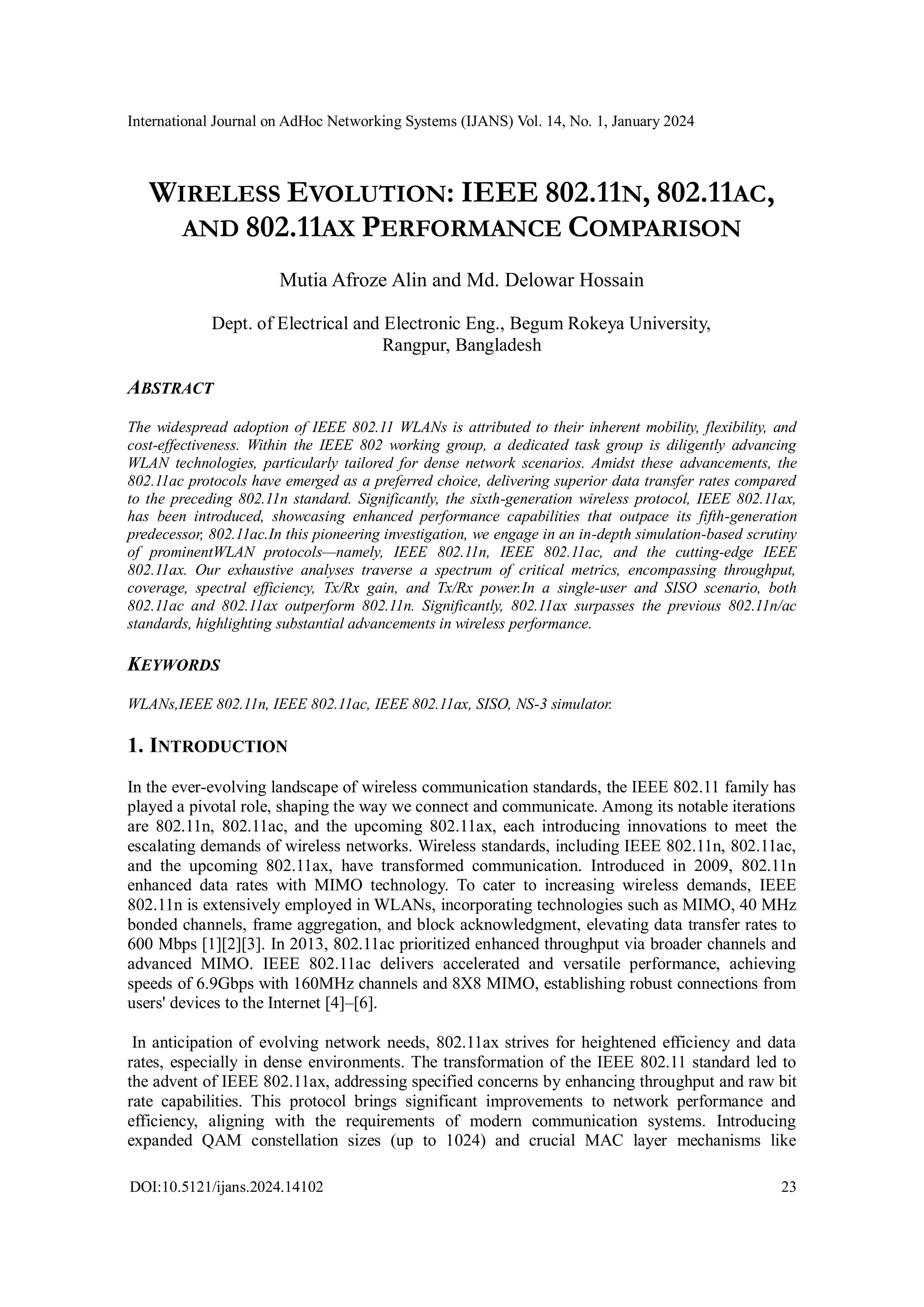 Wireless Evolution: IEEE 802.11N, 802.11AC, and 802.11AX Performance Comparison | PDF
