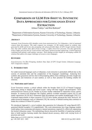 Comparison of LLM Few-Shot vs. Synthetic Data Approaches for Lithuanian Event Extraction | PDF