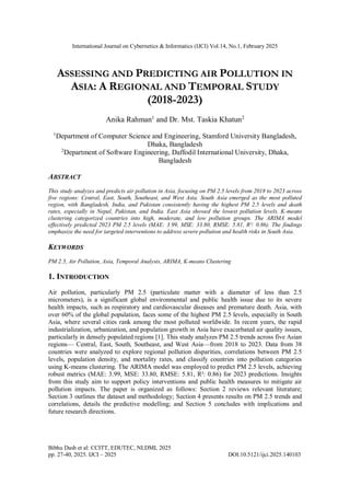 ASSESSING AND PREDICTING AIR POLLUTION IN ASIA: A REGIONAL AND TEMPORAL ...