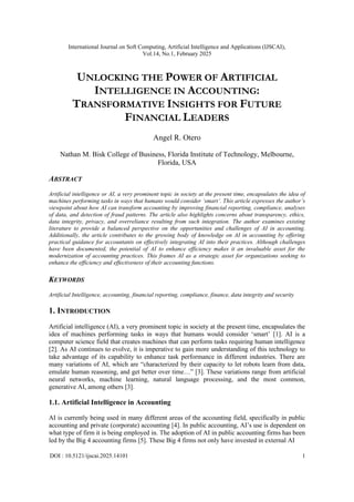 UNLOCKING THE POWER OF ARTIFICIAL INTELLIGENCE IN ACCOUNTING: TRANSFORMATIVE INSIGHTS FOR FUTURE ...