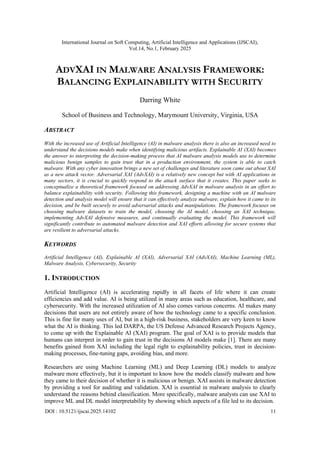 ADVXAI IN MALWARE ANALYSIS FRAMEWORK: BALANCING EXPLAINABILITY WITH SECURITY | PDF