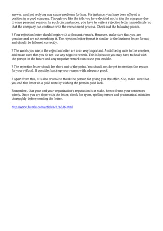 Refusal Letter Example | PDF