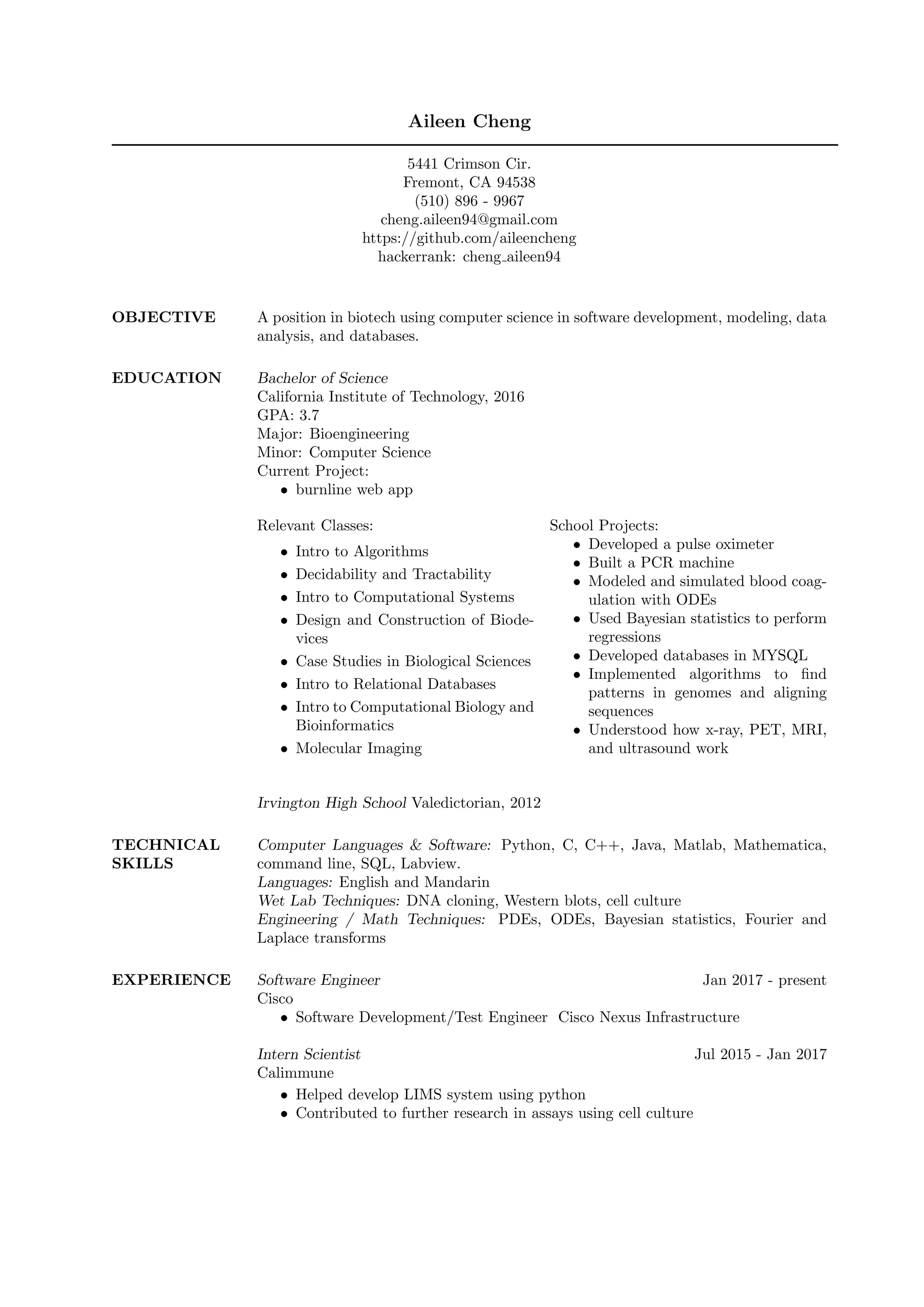 resume_bio | PDF | Biotech and Biomedical Industry | Industries