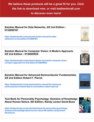 Solution Manual for Computer and Communication Networks, 2/E Nader F. Mir | PDF