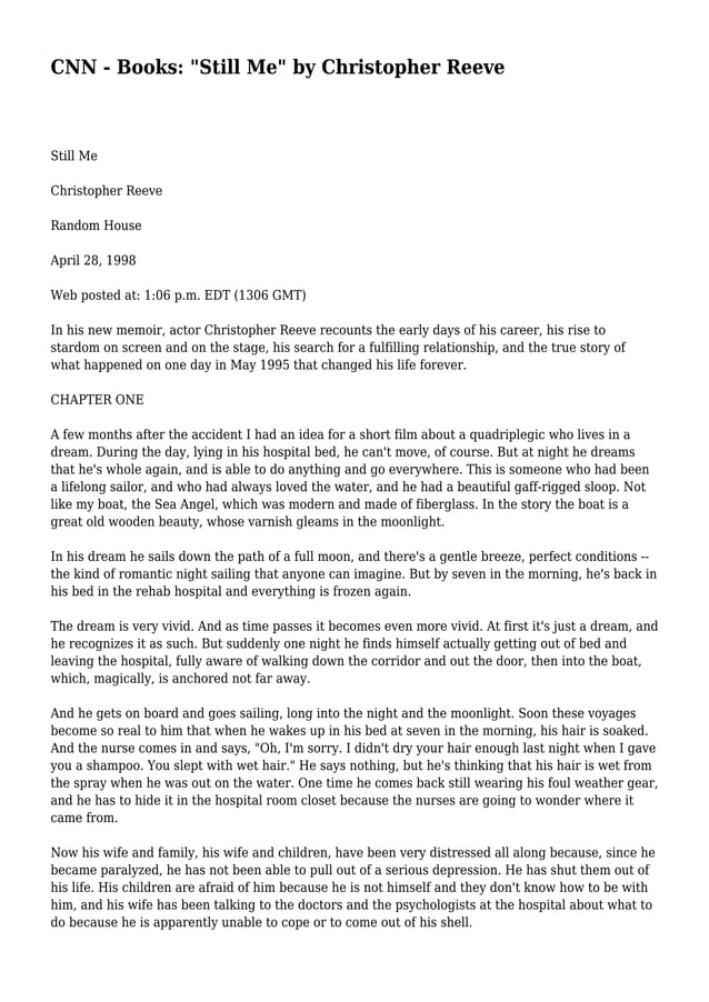 CNN - Books: "Still Me" by Christopher Reeve | PDF | Sailing | Sports