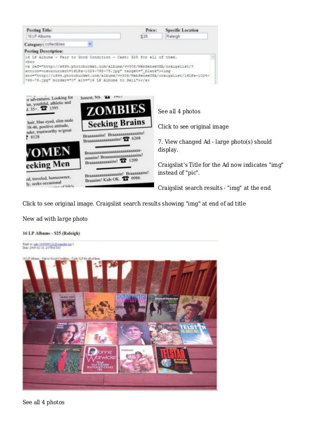How to Display Large Photos in Craigslist Classified Ads