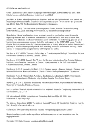 APPLIED COMPUTER TECHNOLOGY IN CREE AND NASKAPI LANGUAGE PROGRAMS. | PDF