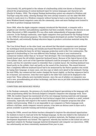 APPLIED COMPUTER TECHNOLOGY IN CREE AND NASKAPI LANGUAGE PROGRAMS. | PDF