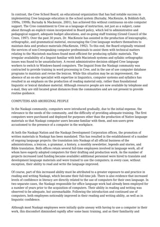 APPLIED COMPUTER TECHNOLOGY IN CREE AND NASKAPI LANGUAGE PROGRAMS. | PDF