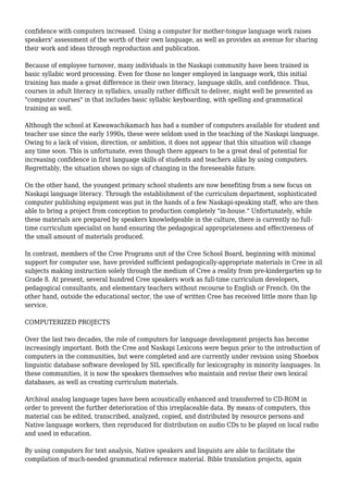 APPLIED COMPUTER TECHNOLOGY IN CREE AND NASKAPI LANGUAGE PROGRAMS. | PDF