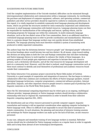 APPLIED COMPUTER TECHNOLOGY IN CREE AND NASKAPI LANGUAGE PROGRAMS. | PDF