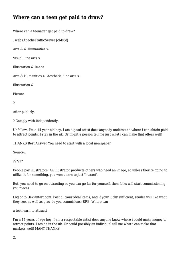 Where can a teen get paid to draw? | PDF