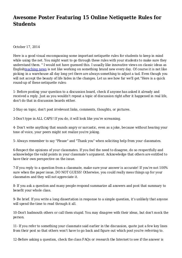 Netiquette rules for online classes - gululicious