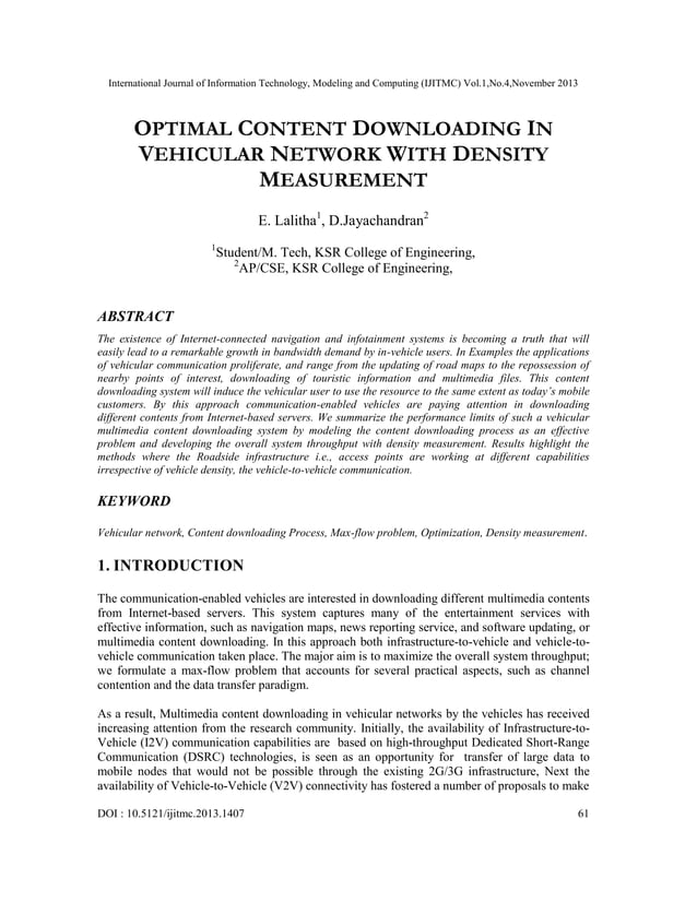 Optimal Content Downloading in Vehicular Network with Density ...