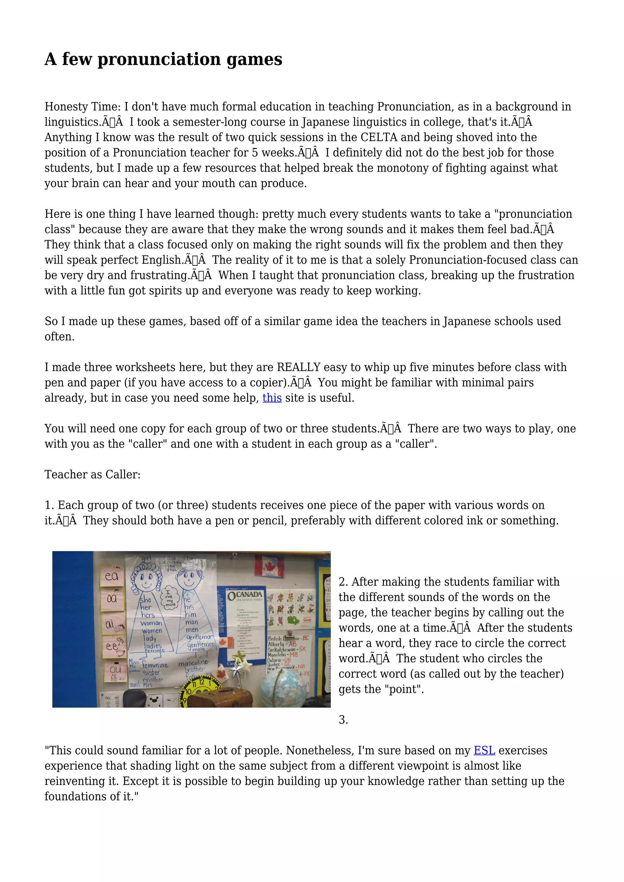 A few pronunciation games | PDF