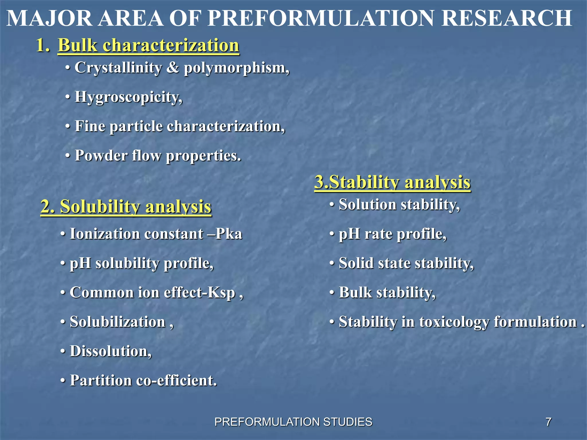 Preformulation stability studies, physicochemical parameters affecting ...